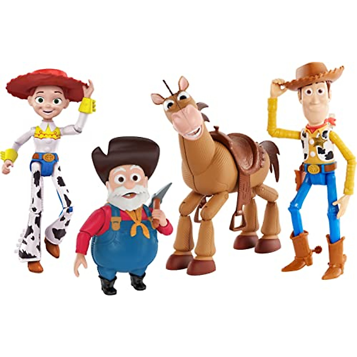 Mattel Disney and Pixar Toy Story Set of 4 Action Figures with Woody, Jessie, Bullseye & Stinky Pete, Woody's Roundup, 7-in Scale