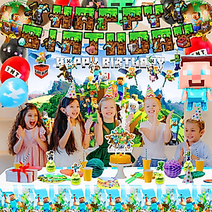 Birthday Party Supplies - 200pcs Party Decorations Include Banner, Tableware, Backdrop, Balloons, Cake Toppers, Hanging Swirls