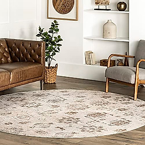 nuLOOM Krystin Distressed Machine Washable Area Rug, 6', Beige