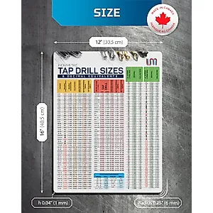 Useful Magnets Inch Metric Tap Drill Sizes Flexible Chart | Decimal Equivalents Magnetic Chart for Garage CNC Shop | Waterproof Comprehensive Guide Tool Posters 12" X 16"