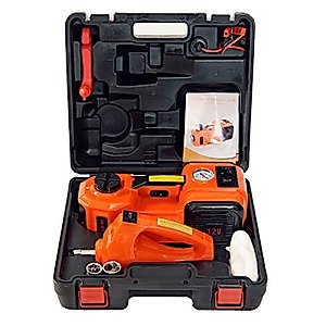 MarchInn 12V DC 5 Ton Electric Car Jack Kit 3 in 1 Hydraulic Floor Jack with Tire Inflator Pump LED Flashlight and Electric Impact Wrench Car Repair Tool Kit for Car SUV Truck Lift Tire Change