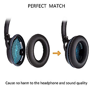 Replacement Ear Pad Cushion Memory Foam Ear Cup Repair for Bose Headphones Quiet Comfort 2 Qc2, Qc15, 25 Qc25, Ae2, Ae2I, Ae2W Headphone (Black 2)