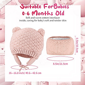 Breathffy Baby Winter Hats Warm Knitted Baby Scarf Glove Beanie Set Soft and Warm Toddler Hat and Glove Set for Girls Newborn Infant Winter Warm Accessories (Pink)