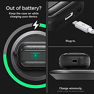 Spigen AirPods Pro 2nd Generation Rugged Armor Case and Lanyard Strap Dark Black Designed for AirPods Pro 2 (2022) - Black