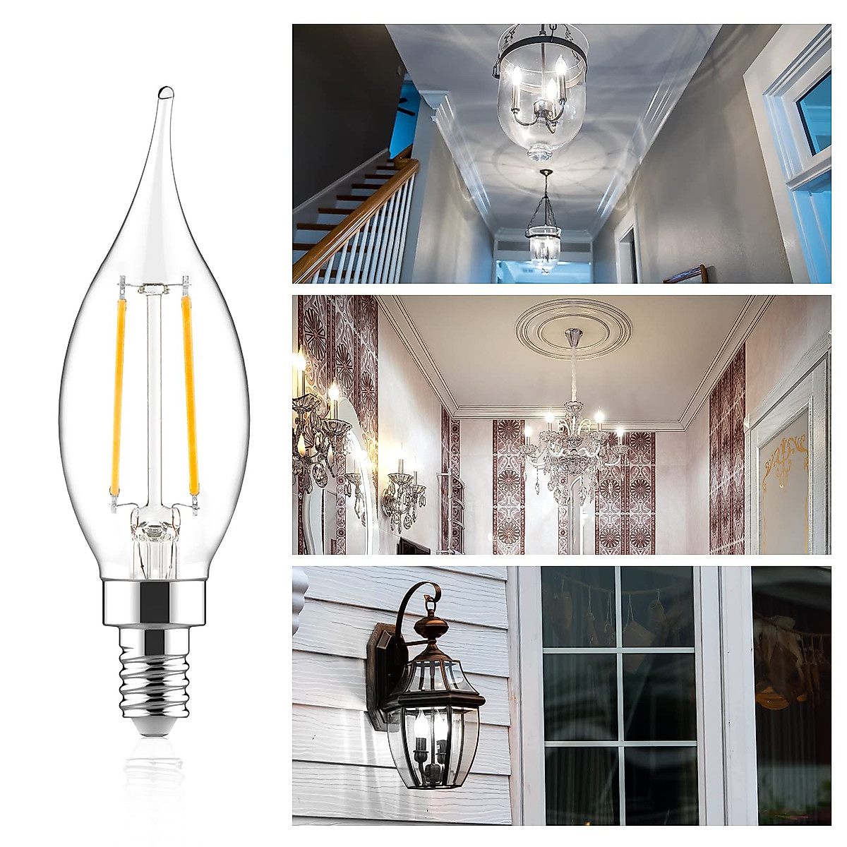 Sengled Candelabra Led Light Bulbs Dimmable, E12 Led Bulb 40 Watt Equivalent, CA10 Flame Tip Chandelier Light Bulbs, 5000K Daylight Candle Light Bulbs for Chandeliers, Ceiling Fan, Pendant, 12 Pack