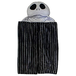 Jay Franco Disney Nightmare Before Christmas Jack Skellington Hooded Blanket – 2-in-1 Wearable Kids Plush Blanket - Fade Resistant Polyester, 50" x 30" (Offical Disney Product)