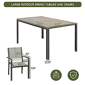 Rankok 7 Piece Patio Dining Set Outdoor Furniture Set with Weather Resistant Table and 6 Stackable Textilene Chairs for Garden, Yard, Garden and Poolside (Gray)