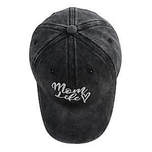 Womens Hats Baseball Caps, Funny Mom Life Hat for Mama, Mothers Day Christmas Birthday Gifts for Mom Wife Mommy Grandma, Adjustable Washed Cotton 3D Embroidered Baseball Cap