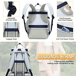 InduSKY Large Travel Backpack for Women, 40L Carry On Backpack Airline Flight Approved with USB Charging Port Shoes Compartment, Personal Luggage Backpack Casual Daypack 15.6 Inch Laptop Backpack