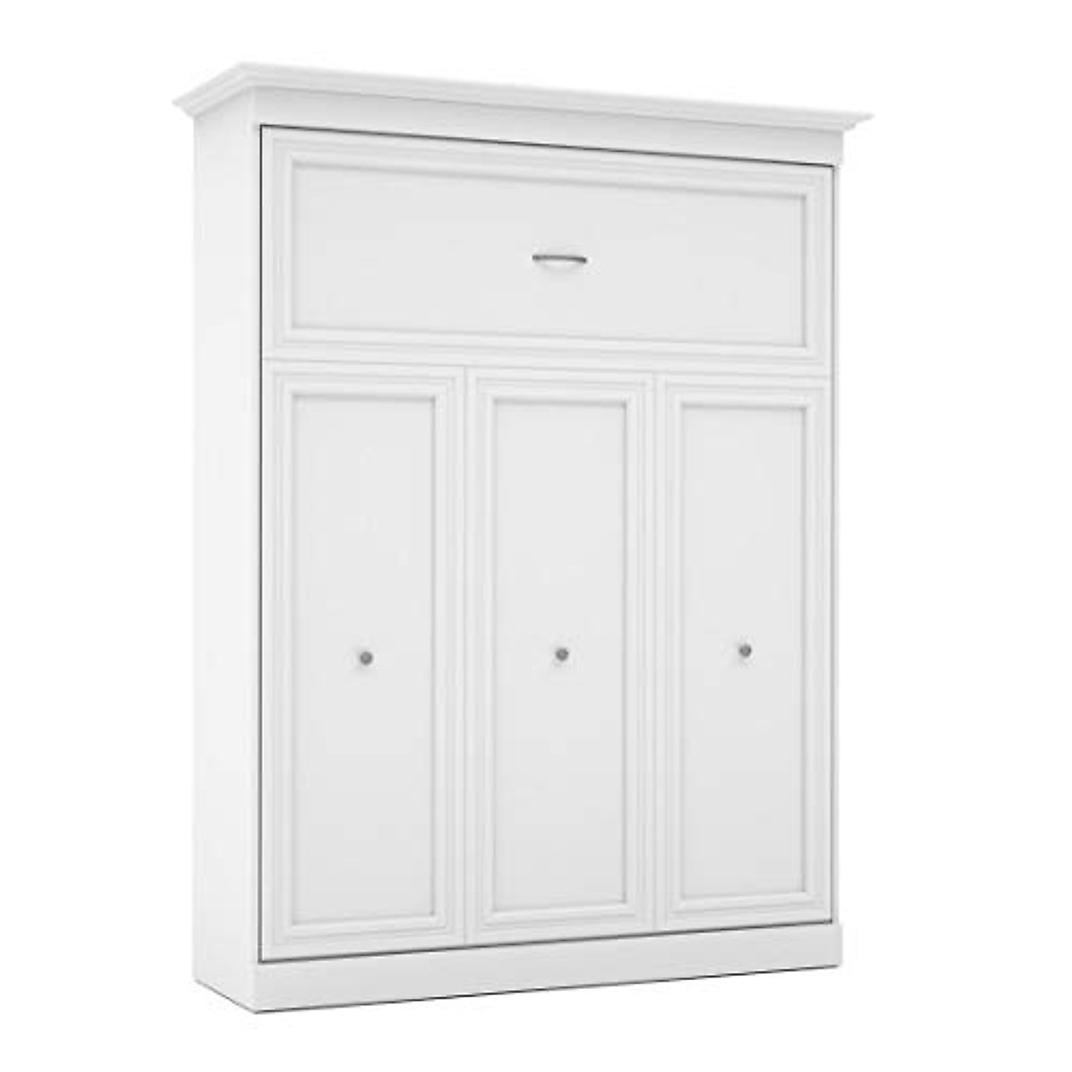 Bestar Versatile Queen Murphy Bed and 2 Shelving Units with Drawers (115W) in White
