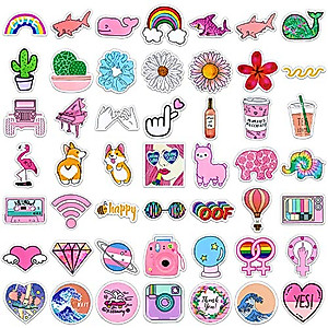 VSCO Stickers for Water Bottles, 100 Pack Laptop Stickers Aesthetic Trendy Waterproof Vinyl Stickers for Skateboard Bike Cute Stickers for Girls Teens