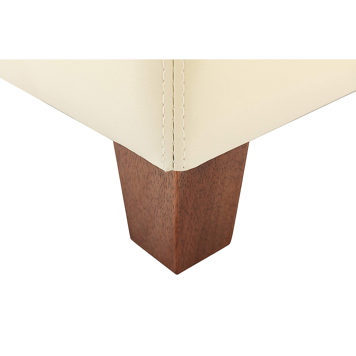 Wovenbyrd Classic 24-Inch Wide Rectangular Tufted Storage Ottoman Footstool with Hinged Lid, Cream Faux Leather