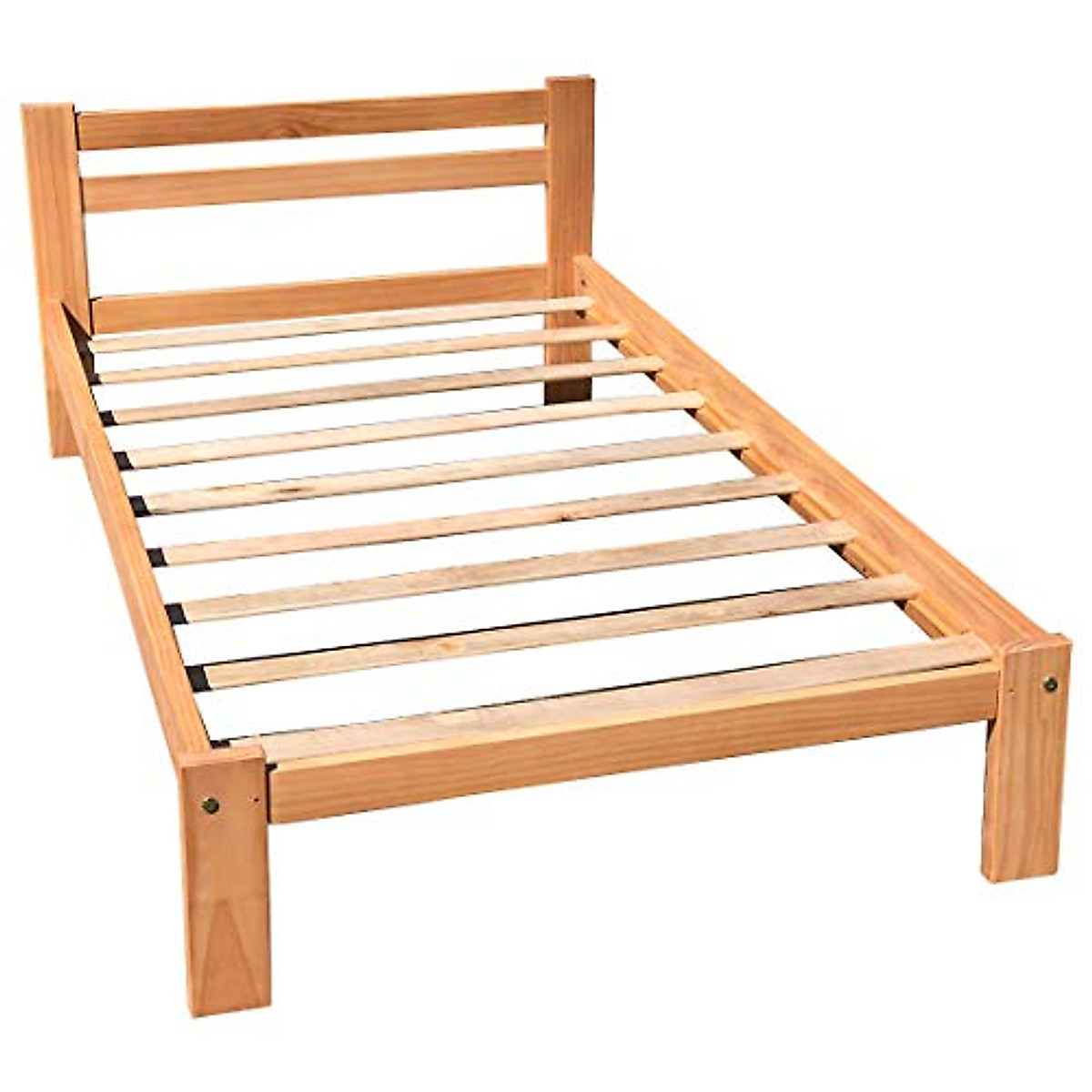 Amazonas Honey Pine Finish Twin Bed & Trundle Solid Pine Wooden Trundle Bed Hardwood Slats Support Suitable for Boys Girls Kids Bedroom Wooden Bed Frame