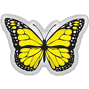 Yellow Butterfly Shaped Throw Pillow, Cushion Soft Pillows Decor for Home Decorative Seating Cushions, 12 Inch