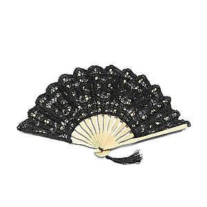Folding Hand Fan Folding Fan Handheld Folded Fan Chinese Style Decorative Bamboo Fans Lace Fabric Silk Folding Hand Held Dance Fans Flower Party Wedding Prom Foldable Fan Hand Held Fans
