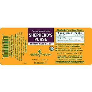 Herb Pharm Certified Organic Shepherd's Purse Liquid Extract, 1 Oz