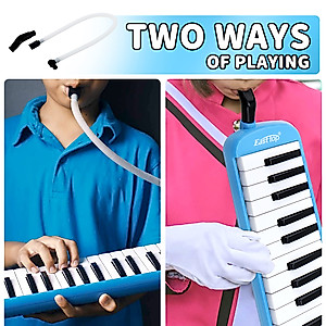 East top 32-Key Melodica, Professional Mouth Melodica Keyboard Organ Melodica Instrument for Adults, Students and Kids, As a gift, Set-Blue