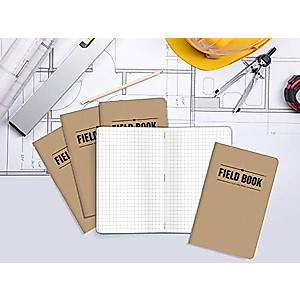 Field Notebook/Pocket Journal - 3.5"x5.5" - Kraft - Graph Memo Book - Pack of 5