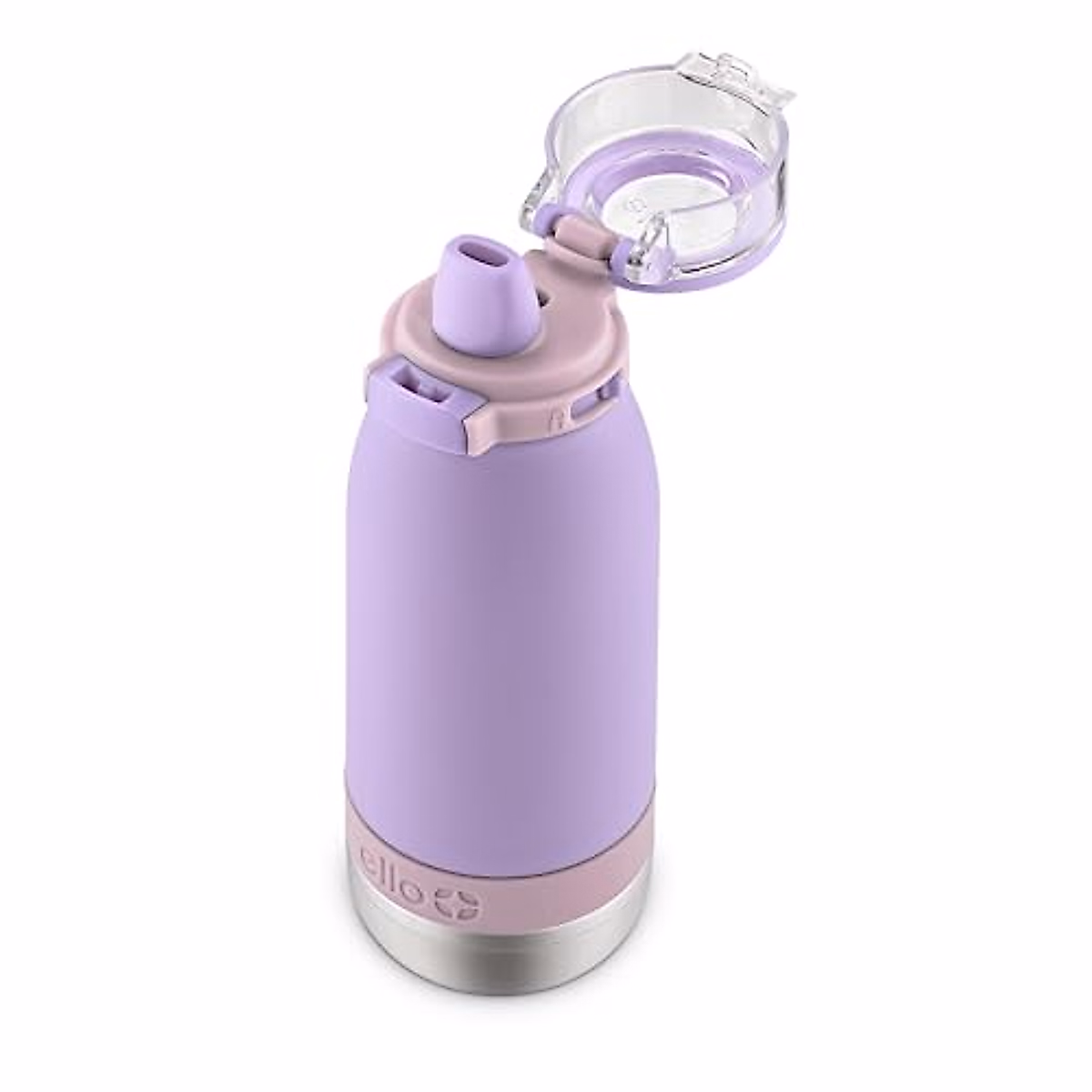 Ello Emma 14oz Vacuum Insulated Stainless Steel Kids Water Bottle with Straw and Built-in Carrying Handle and Leak-Proof Locking Lid for School Backpack, Lunchbox and Outdoor Sports, Lilac