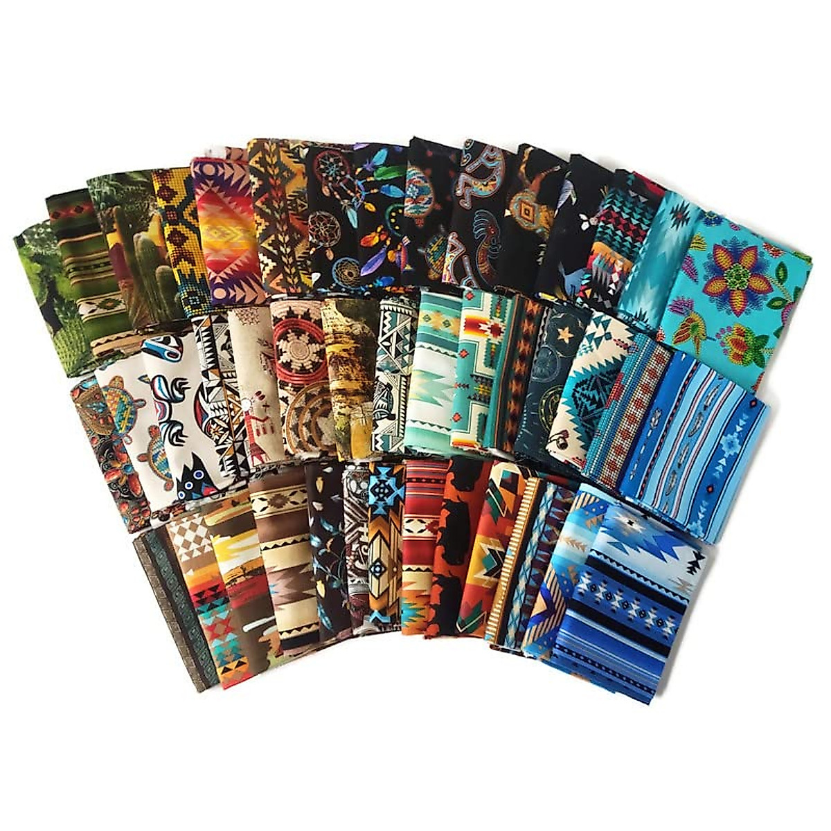 10 Fat Quarters - Southwest Southwestern Aztec Tribal Adobe Cliffs Desert Cactus Plains Woven Blanket Baskets Pottery Stripes Fabrics Quality Quilters Cotton Assorted Fat Quarter Bundle