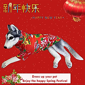 SEIS New Year Dog Flower Coat Warm Cat Clothes Winter Pet Costume Christmas Hoodie for Cats Teddy Bichon Small Medium Dogs (Size XS (Chest Circumference 40cm/ 15.8"))