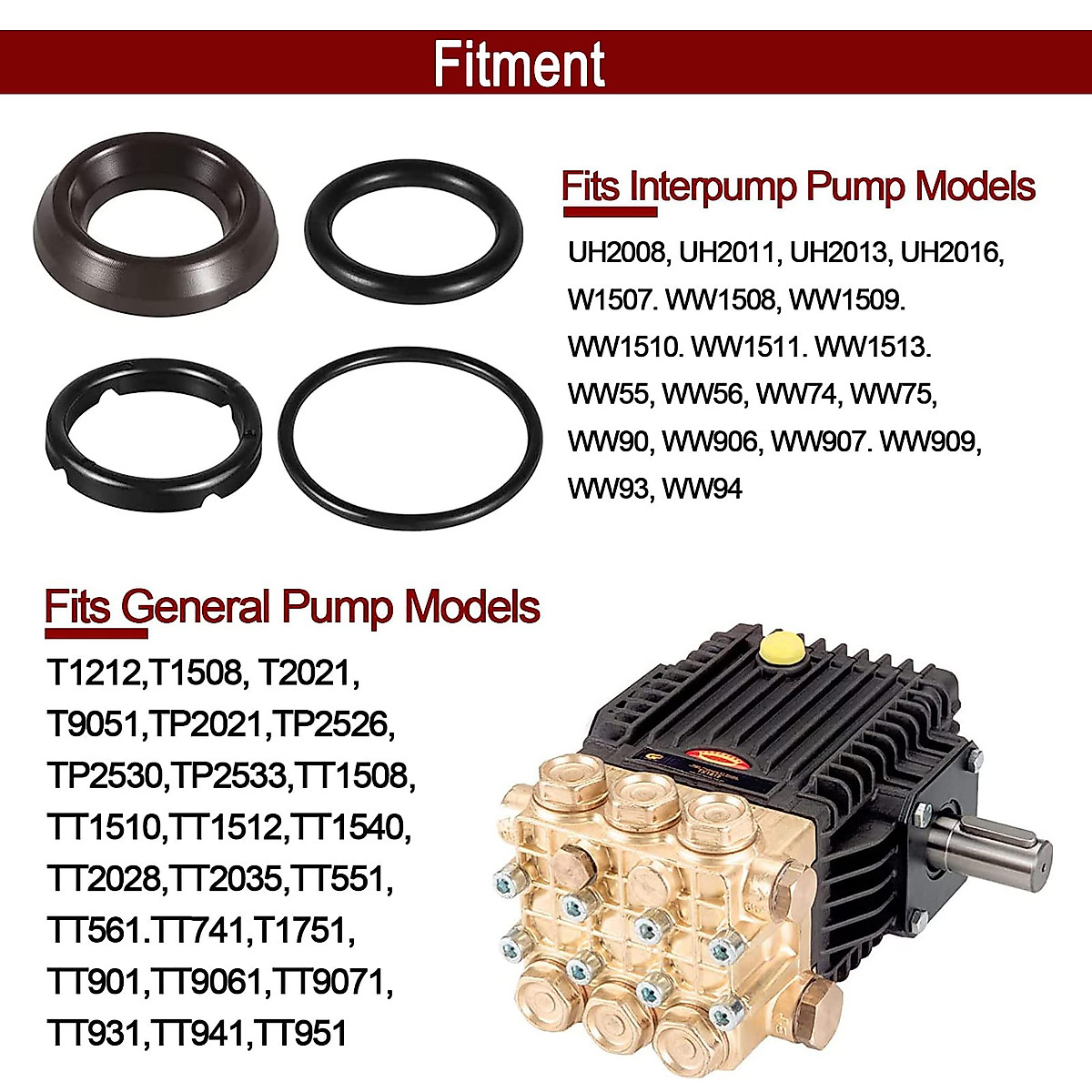 ymt General Pump Kit 97 Complete Seal Packing for Interpump and General TT2028, TT9071 & TP2530 Pumps