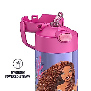 THERMOS FUNTAINER 12 Ounce Stainless Steel Vacuum Insulated Kids Straw Bottle, LITTLE MERMAID