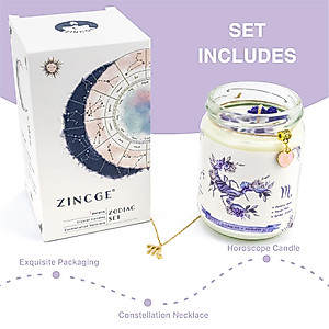 Scorpio Zodiac Gift Set for Women,ZINCGE Scorpio Soy Scented Candle, Scorpio Necklace Pendant for Women, Zodiac Sign Crystal Candle Gifts Set,October Astrology Gifts