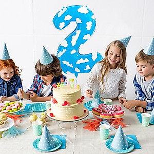 Toy Cartoon Story Balloons Toy Cartoon Story Birthday Party Supplies Decorations Gaint 40 Inch Mylar Foil Blue Sky Cloud Number 2 Balloons for Garland Arch Kit Kids 2nd Baby Shower Farm Party Favor(2)