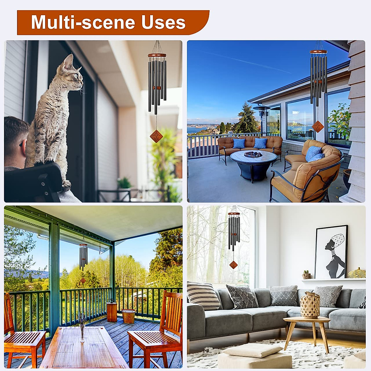 Wind Chimes for Outside,Memorial Wind Chimes for Loss of Loved One,Sympathy Wind Chimes for Loss of Mother,Windchimes Outdoors Clearance,Windchimes in Memory of a Loved One,Black