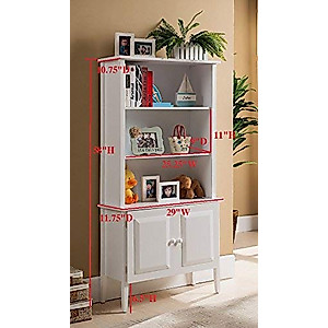 Kings Brand Furniture Wood Bookcase with Doors, White