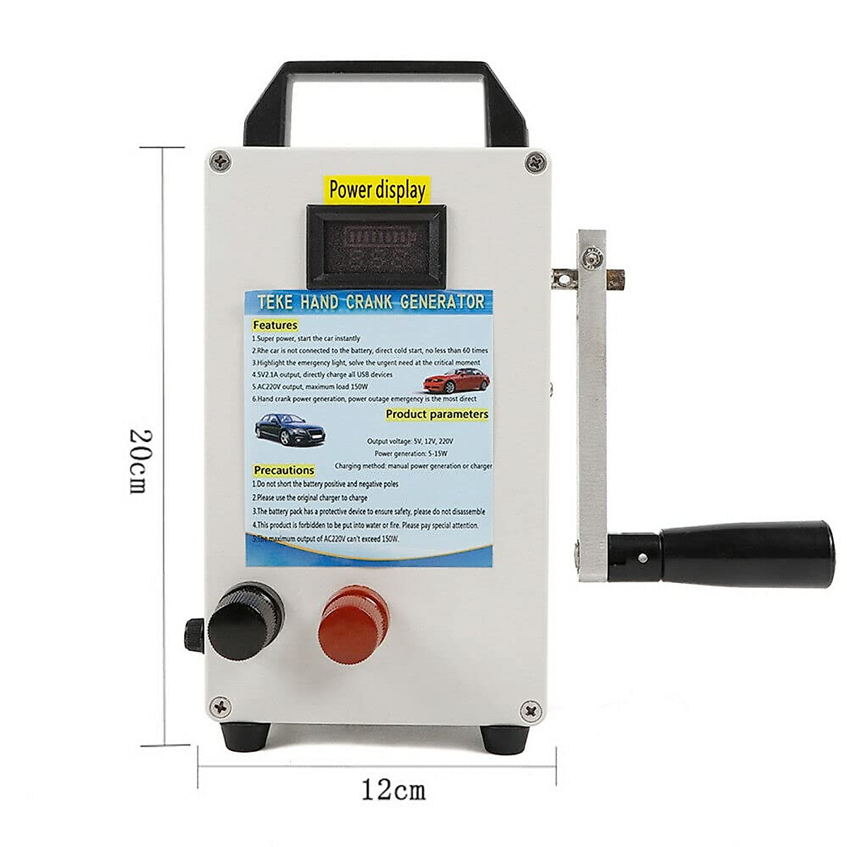 150W Portable Hand Crank Generator Emergency Power Supply Outdoor Emergency Power Camping for Outdoor Emergency Outdoor Phone Charger