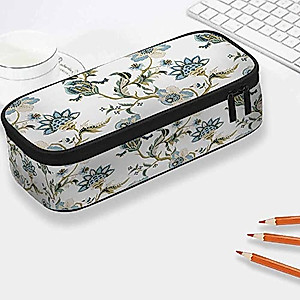Yekiua Flowers Pencil Case Ethnic Japanese Floral Big Capacity Pencil Pouch Office College Makeup Bag