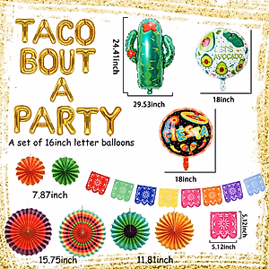 JeVenis 10 PCS Taco Bout A Party Banner Fiesta Banner Mexican Party Decorations Cinco De Mayo Birthday Party Fiesta Baby Shower Supplies