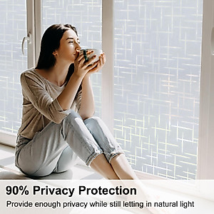 Arthome Frosted Window Film,17.5x100 inch Non-Adhesive, Privacy Film for Glass Windows, Self Static Cling Decorative Window Cling Anti-UV Window Sticker for Home Office