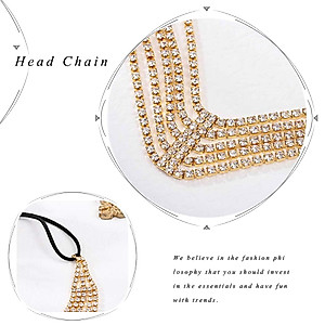 Aularso Gold Head Chain Rhinestone Head Jewelry Elastic Layered Headpiece Wedding Crystal Headbands Chain for Women (Gold)