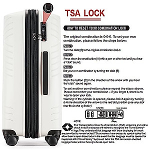 GinzaTravel Rune series expandable 2 Luggage Sets,Lightweight Hardside Suitcase With Spinner Wheels TSA Lock,PP material business fashion suitcase (White, 2-Piece Set(20"/28"))