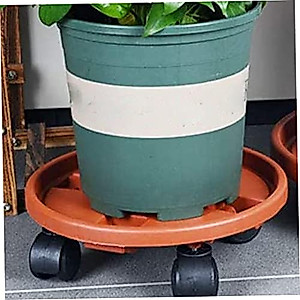 AIJUZIJIE Plant Pallet Caddy Flower Pot Stand Rolling Tray Round with Universal Wheels Style4 Flower Pot Tray