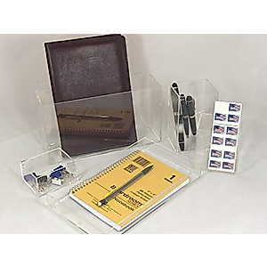pbf PHOTO BOOTH FRAMES Acrylic Desk Organizer- 5 Pieces- Clear Desk Accessories Organizer Pen Pencil Holder Office Desktop Organizer set