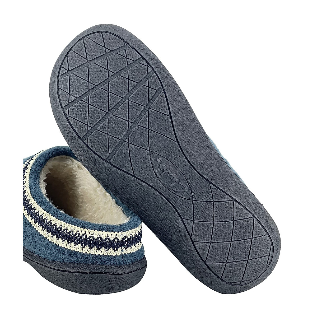 Clarks Womens Wool Felt Clog Slippers Warm Cozy Indoor Outdoor Faux Plush Soft Fur Lined Slipper for Women (Turquoise, 7 M US)