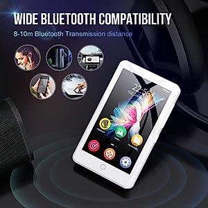 MP3 Player with Bluetooth and WiFi，MECHEN 3.5" Full Touch Screen Mp3 Mp4 Player with Speaker，Android Portable Digital HiFi Sound Music Player with FM Radio,Recorder, Ebook,Browser. (H1-White)