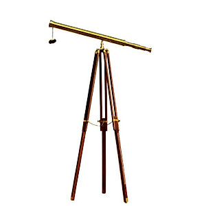 Hassanhandicrafts Marine Vintage Style Spyglass Scope 39" Single Barrel Brass Telescope with Wooden Tripod Stand