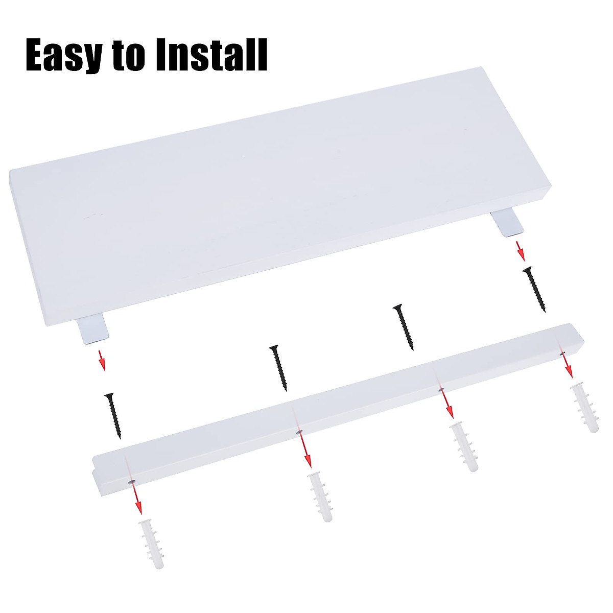 CHANGE MOORE Floating Shelves for Wall Set of 3 Easily Wall Mounted Wood Storage Shelves Hanging Shelf for Bedroom, Bathroom, Living Room, Kitchen, Office White