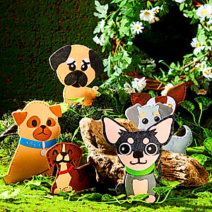 Harrycle 21 Pieces Puppy Dog Sewing Craft Kit Felt Dog Stuffed Animal Sewing Set Kids DIY Crafting and Sewing Kit Animal Art Craft Kit Felt Plush Animal Sewing Set for Girls Boys Educational Beginner