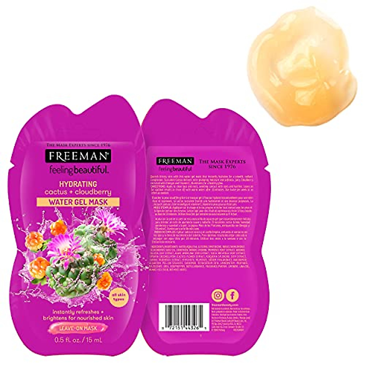 Freeman Beauty Everyday and Neon Vibes Facial Mask Variey Pack with Silicone Brush Applicators, Blue, Lavender, 17 Count