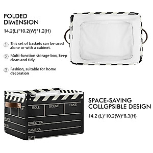 ALAZA Cinema Movie Clapboard Large Storage Basket for Organizing Foldable Storage Bin for Shelves Home with Handles 1 Pack