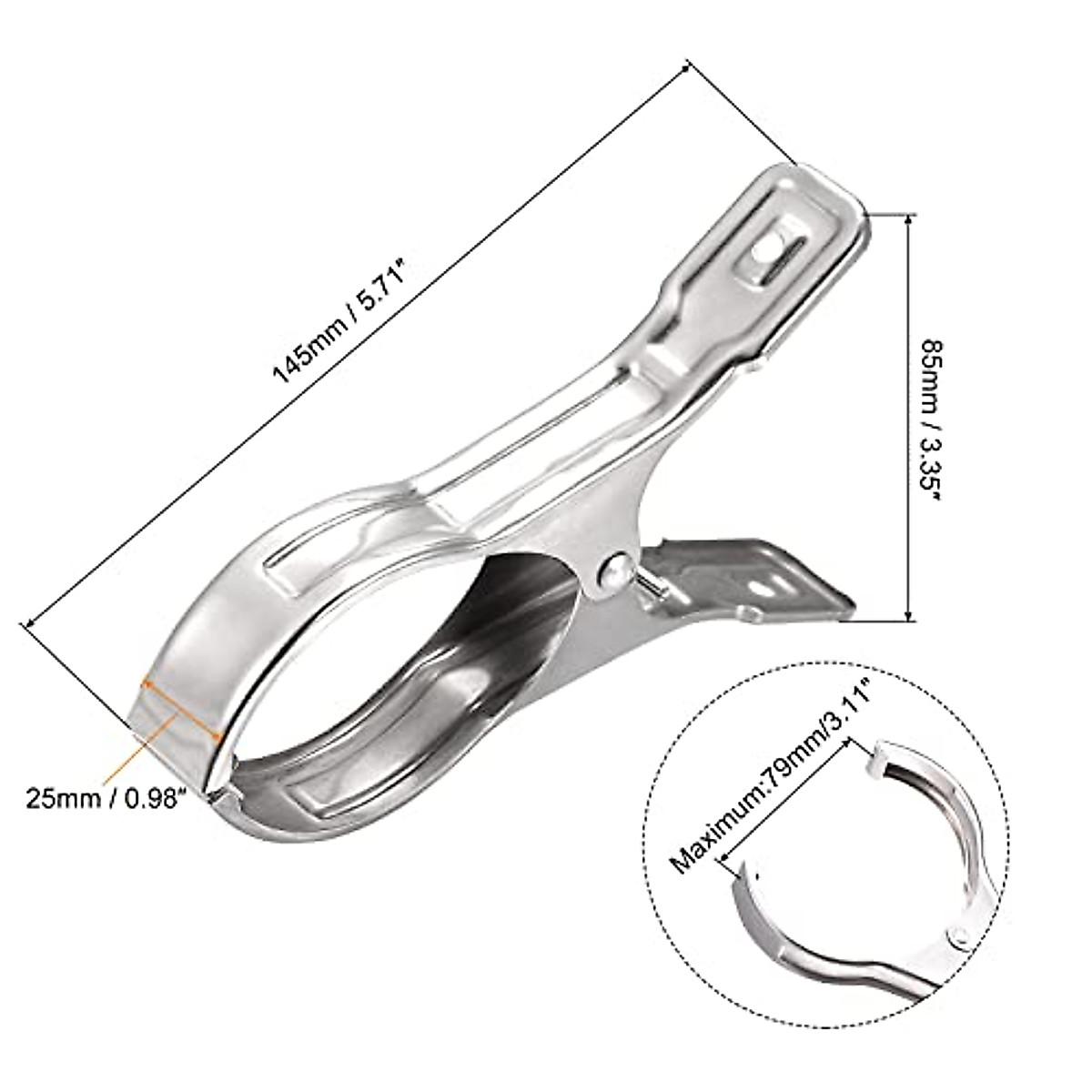uxcell Tablecloth Clips - 145mm Stainless Steel Clamps for Fixing Table Cloth Hanging Clothes, 10 Pcs
