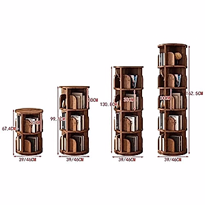 Bookcases Creativity Corner Shelf Bookshelf Solid Wood Revolving Floor Standing Children Living Room 360 Degree Rotating Storage HAOHAOMAI, Brown, 39x99cm