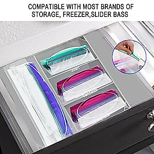 Locisne Acrylic Ziplock Bag Storage Organizer, Baggie Organizer Dispenser for Kitchen Drawer and Wall Mount with Lid