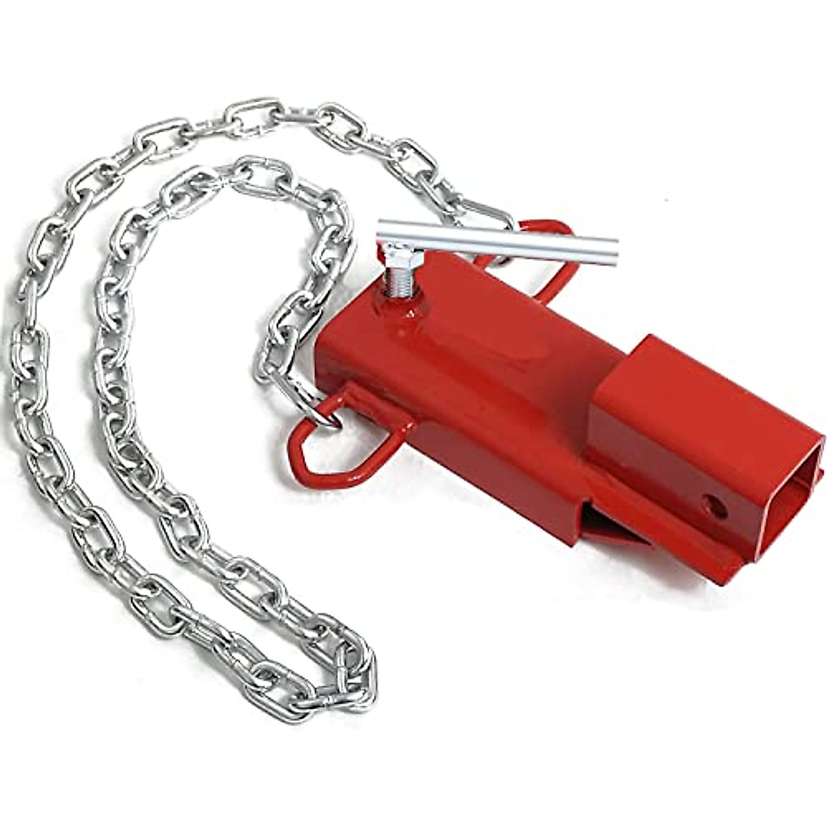 Forklift Hitch Receiver, Forklift Trailer Hitch Attachment 2" Receiver Trailer Towing Adapter with Chain, Red, 1 Pack